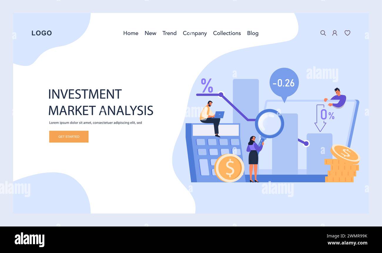 Market analysis web or landing. Investment market analysis, trend spotting, and financial ...
