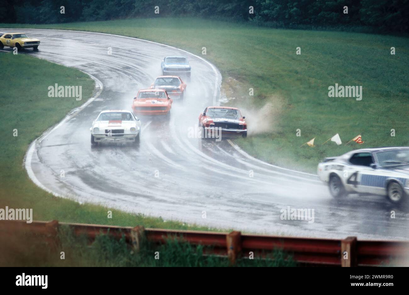 Racing in the rain in turns 7 & 8 at the 1971 Mid-Ohio Trans-Am Stock ...