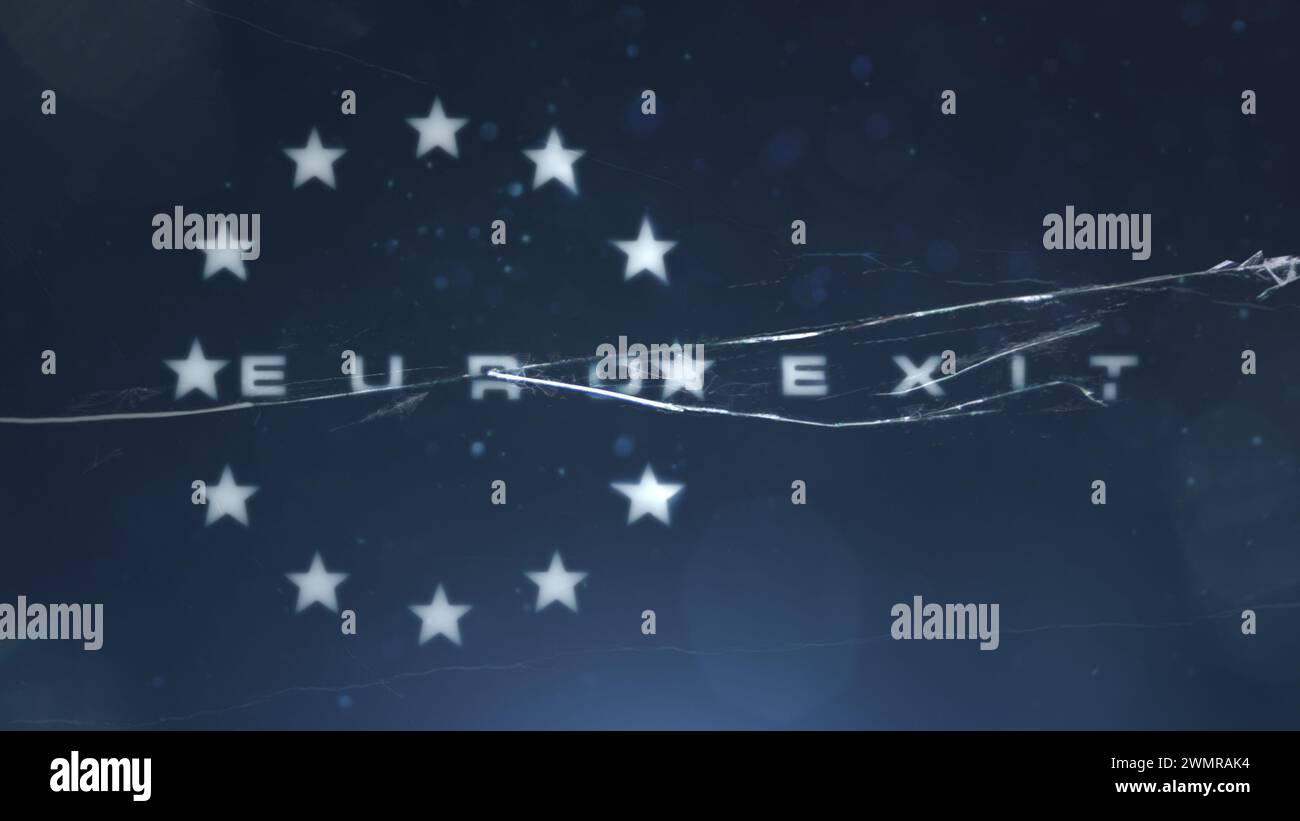 Euro Exit. Glass Screen Cracking. 3D Animation Stock Photo - Alamy
