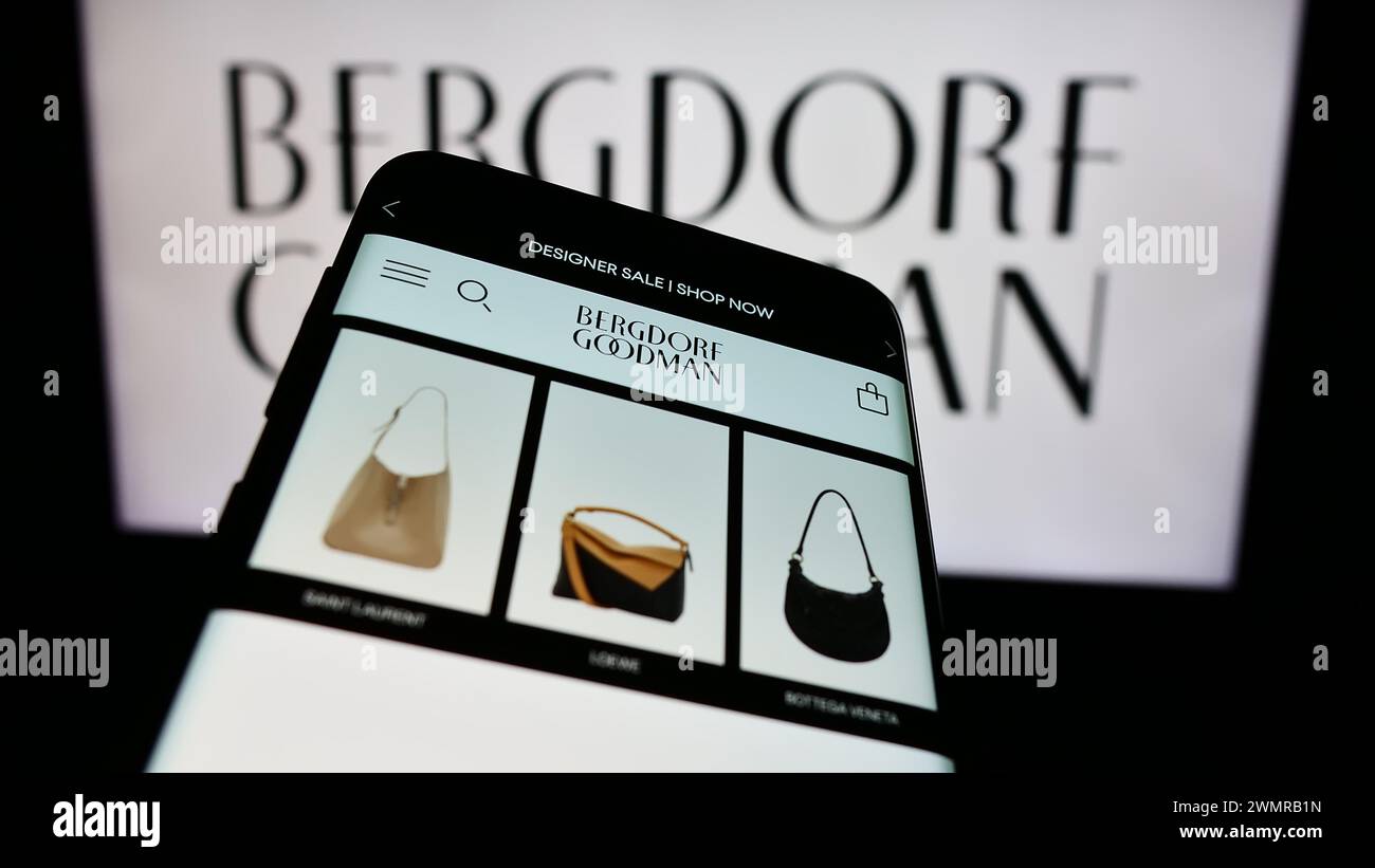 Smartphone with website of US luxury department store company Bergdorf ...