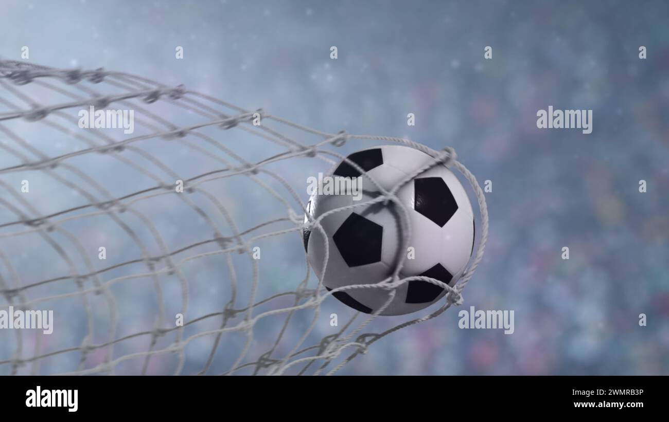 Soccer Ball in Goal Net. Realistic 3d Stock Photo - Alamy
