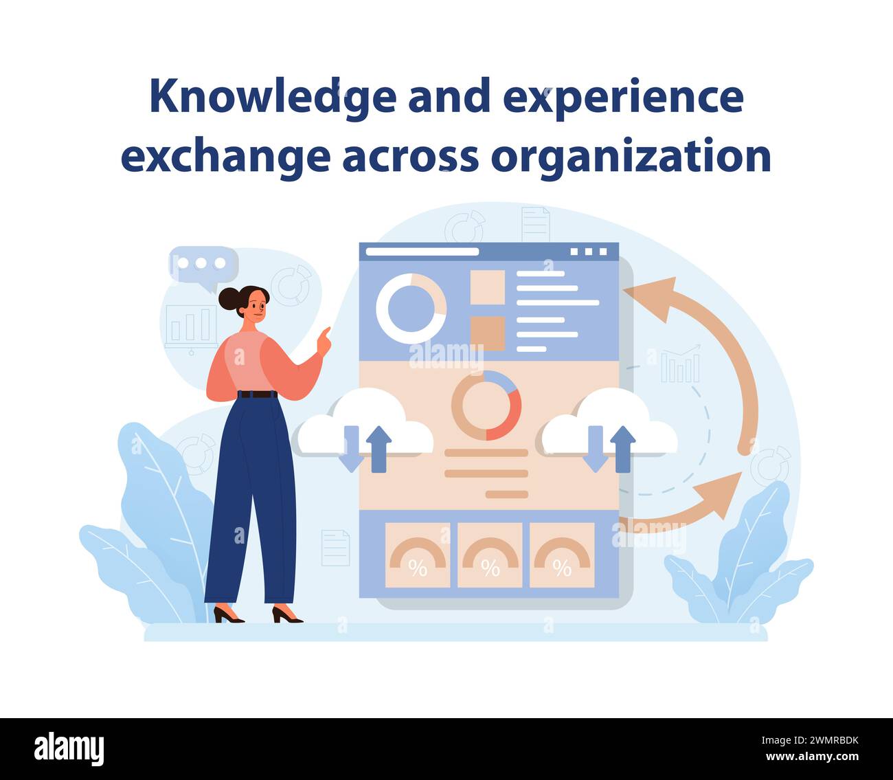 Organizational Knowledge Sharing Vector. An illustrative scene of a ...