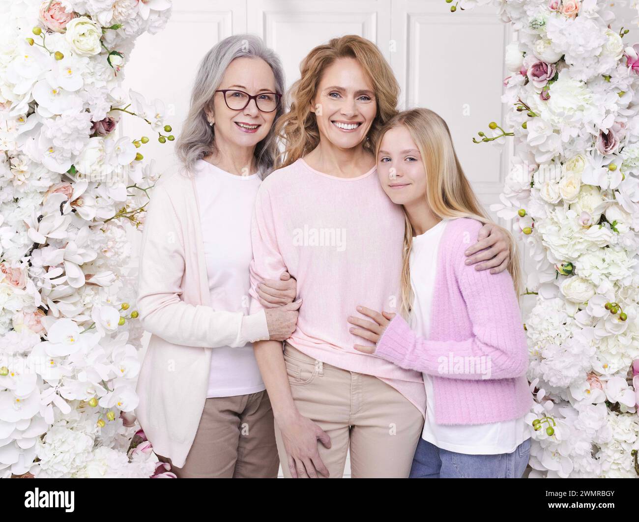 Beautiful women multi-generation during family meeting. Mother, granny ...