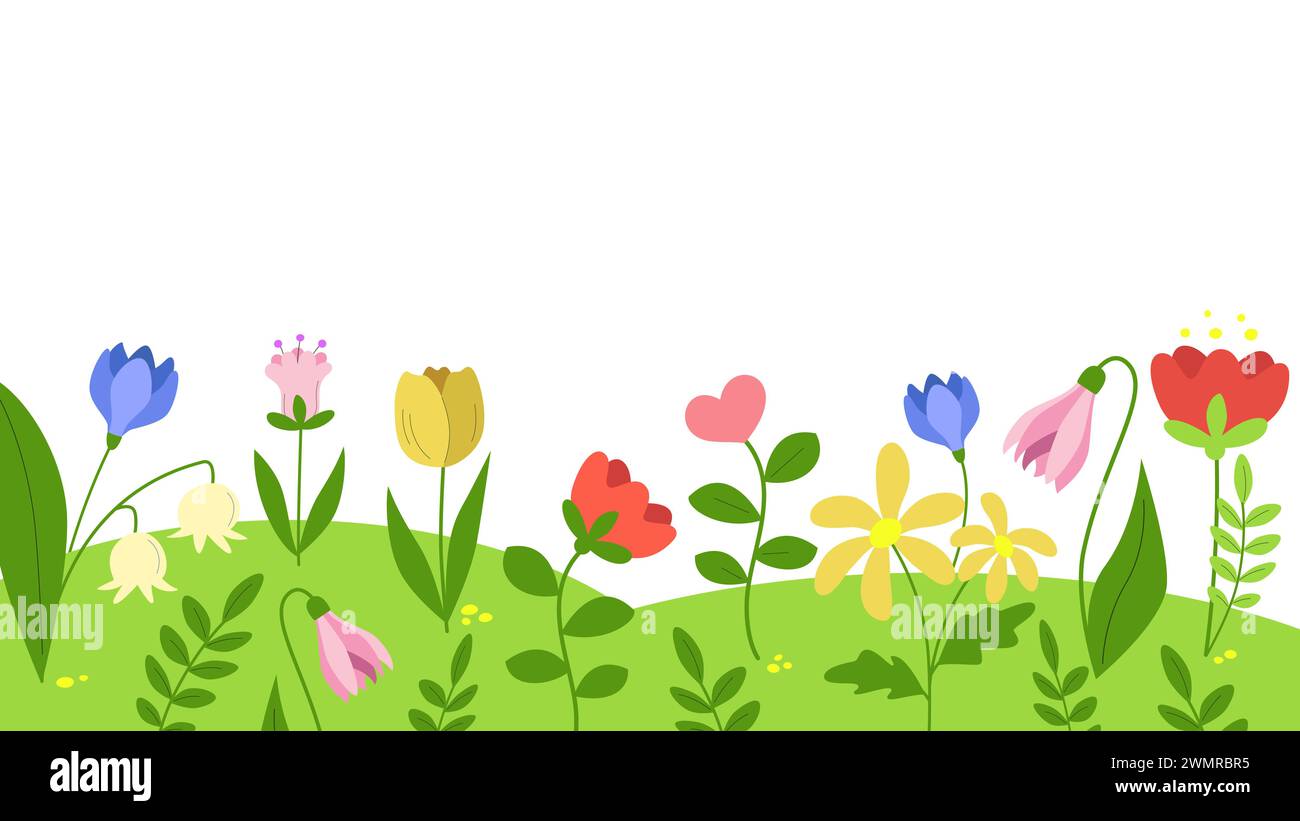 Beautiful spring background with flowers blooming. Garden on the field ...