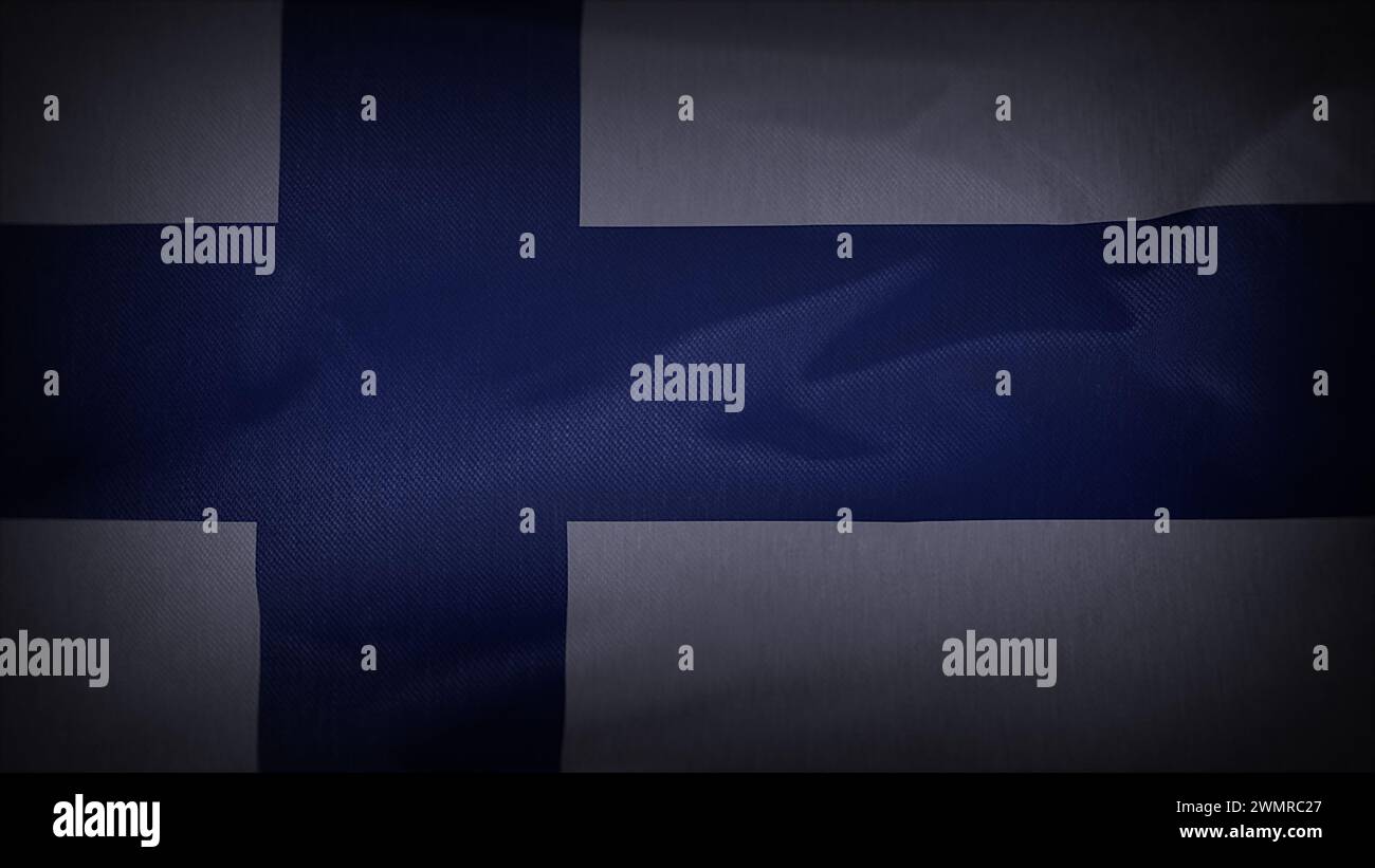 3D Cinematic, Wavy Realistic Flag of Finland Stock Photo - Alamy