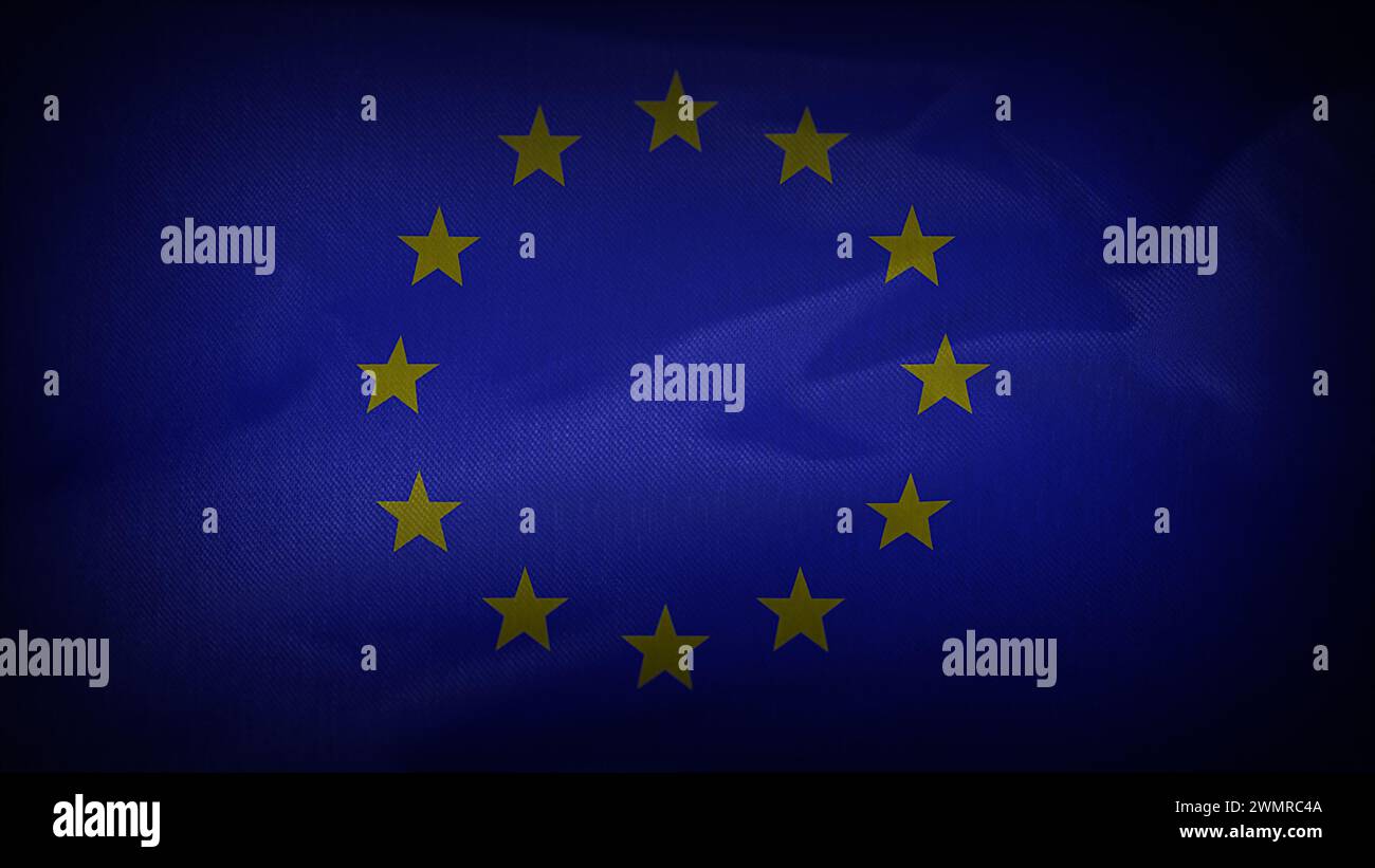 3D, Wavy Cinematic, European Union Flag Stock Photo - Alamy