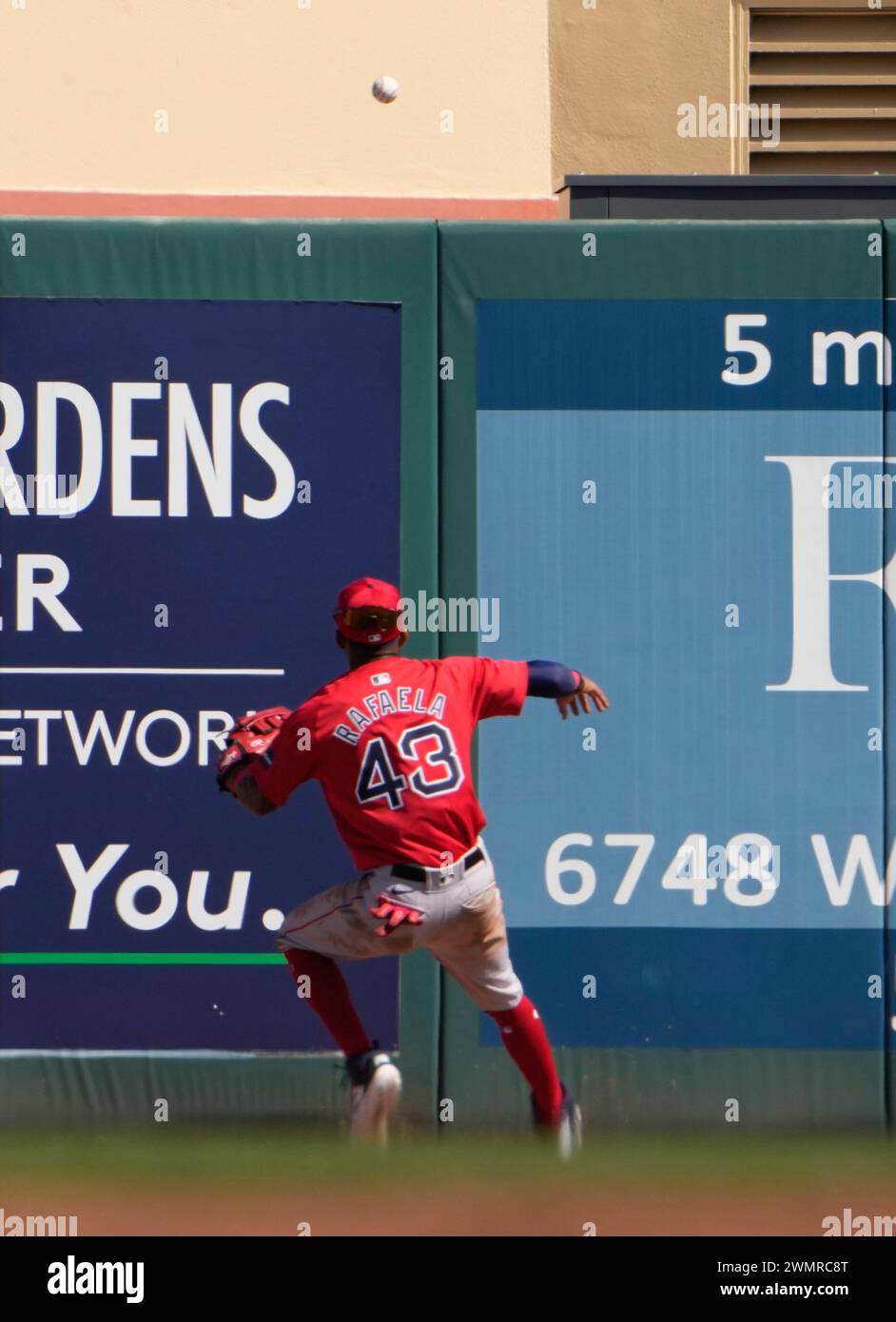 Boston Red Sox center fielder Ceddanne Rafaela (43) chases an RBI ...