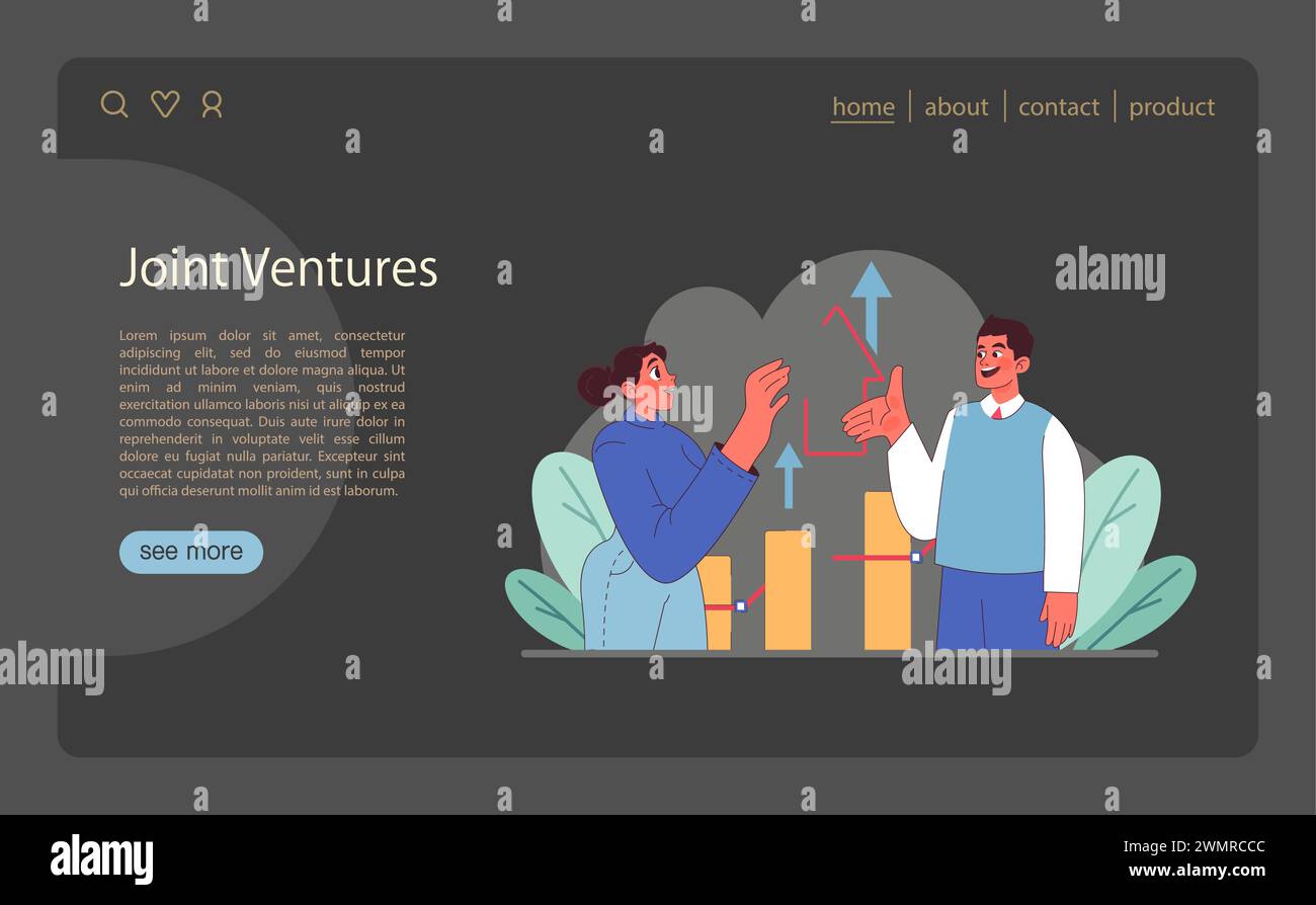 Joint Ventures concept. Professionals discussing growth strategies ...