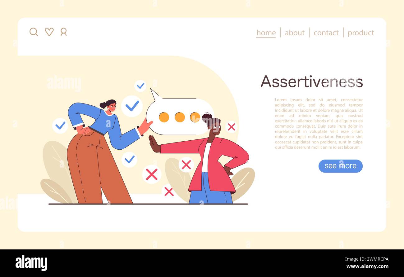 Assertiveness concept. Two individuals demonstrate assertive ...