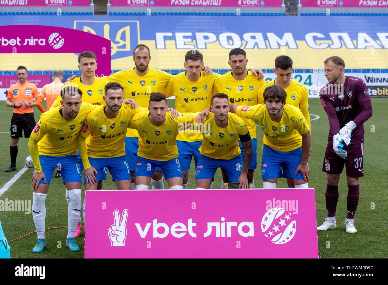 Non Exclusive: KYIV, UKRAINE - FEBRUARY 25, 2024 - Players of FC Metalist 1925 Kharkiv pose for ...
