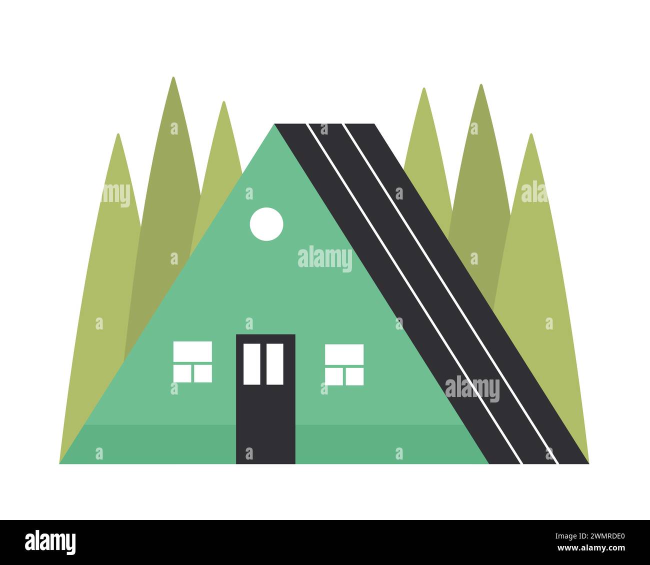 Tiny triangle house. Countryside cozy house, residential building ...