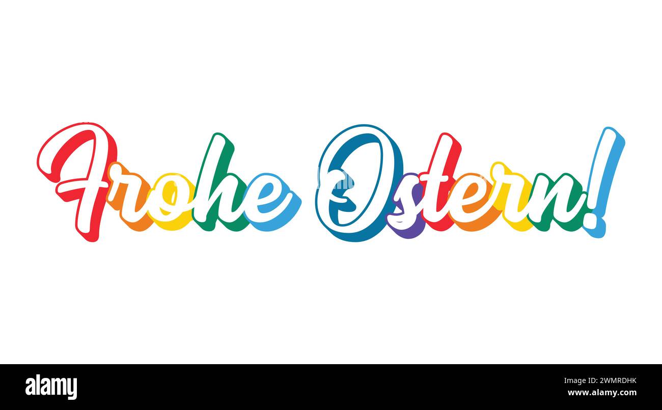Hand sketched lettering quote Frohe Ostern, Happy Easter in German ...