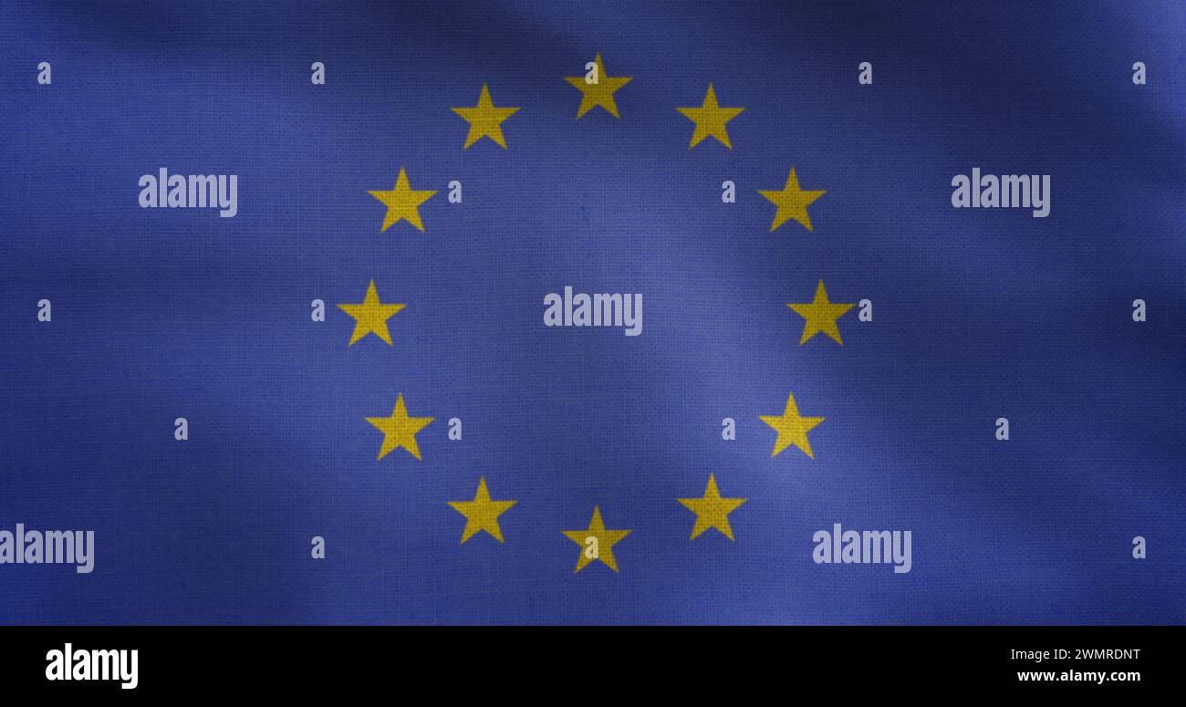 Realistic 3D Europe Union Flag Stock Photo - Alamy