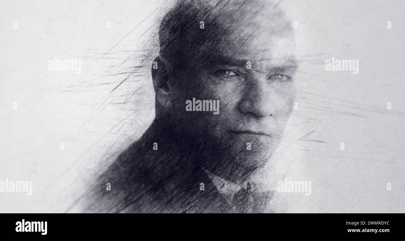 Portrait Drawing. Mustafa Kemal Ataturk, Founder of the Republic of ...
