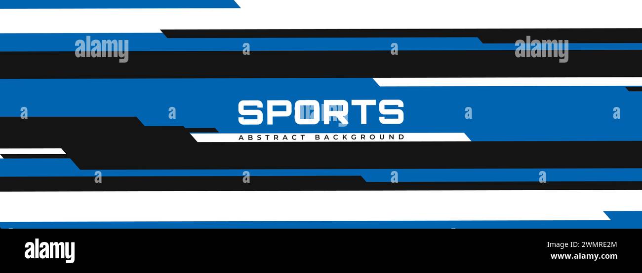 Modern sports banner design with horizontal black, white and blue lines ...