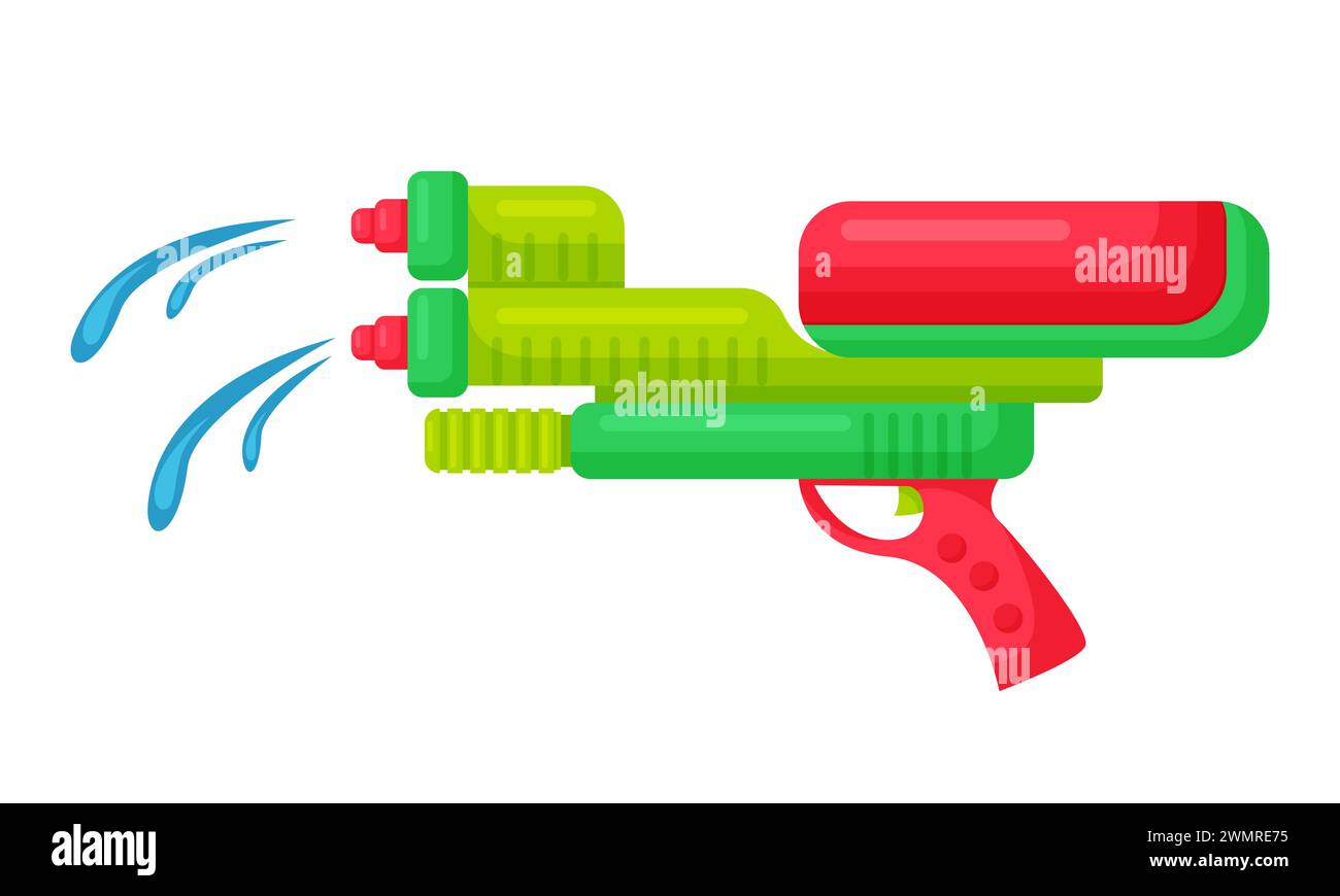 Water gun toy shoot splash. Summer water weapon, pistol toy cartoon ...