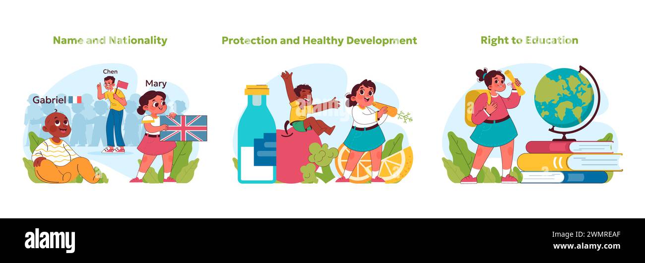 Child rights set. Celebrating identity, nurturing growth, and fostering ...