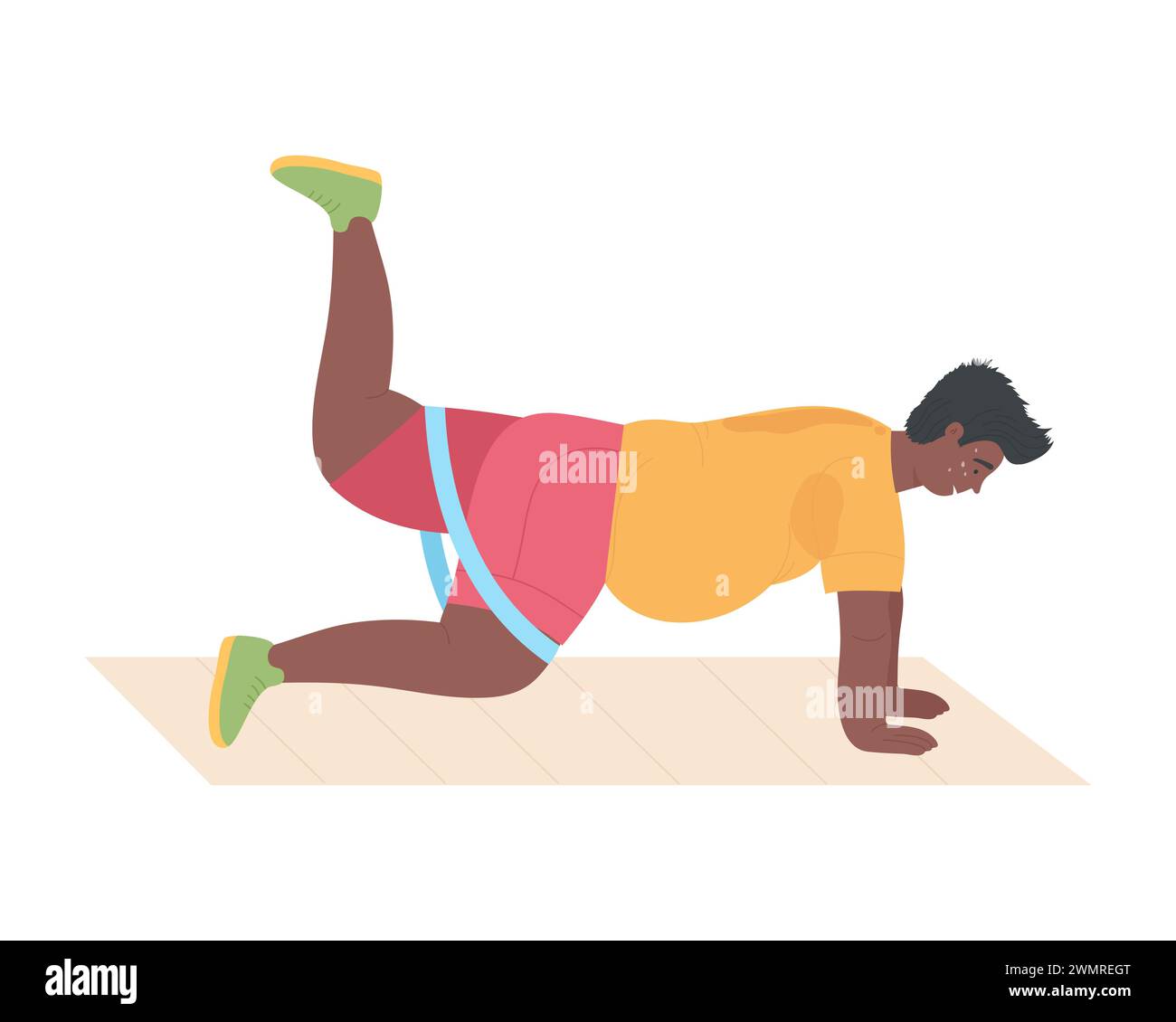 Obese man doing sport. Weight loss, sport training, gym workout cartoon ...