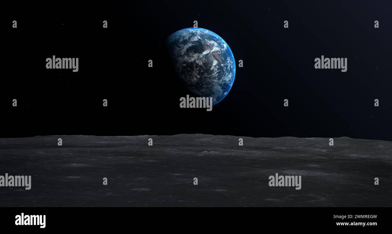 View of the Earth from the Moon Stock Photo - Alamy