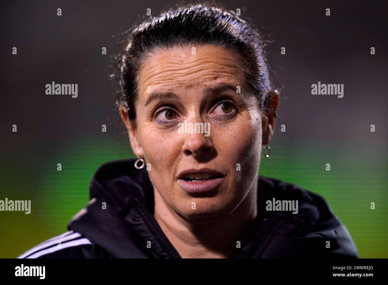 The new Wales manager Rhian Wilkinson is interviewed during the Women's ...