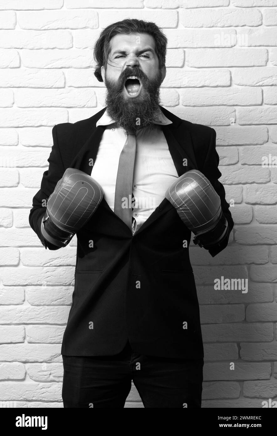 Portrait funny angry man Black and White Stock Photos & Images - Alamy