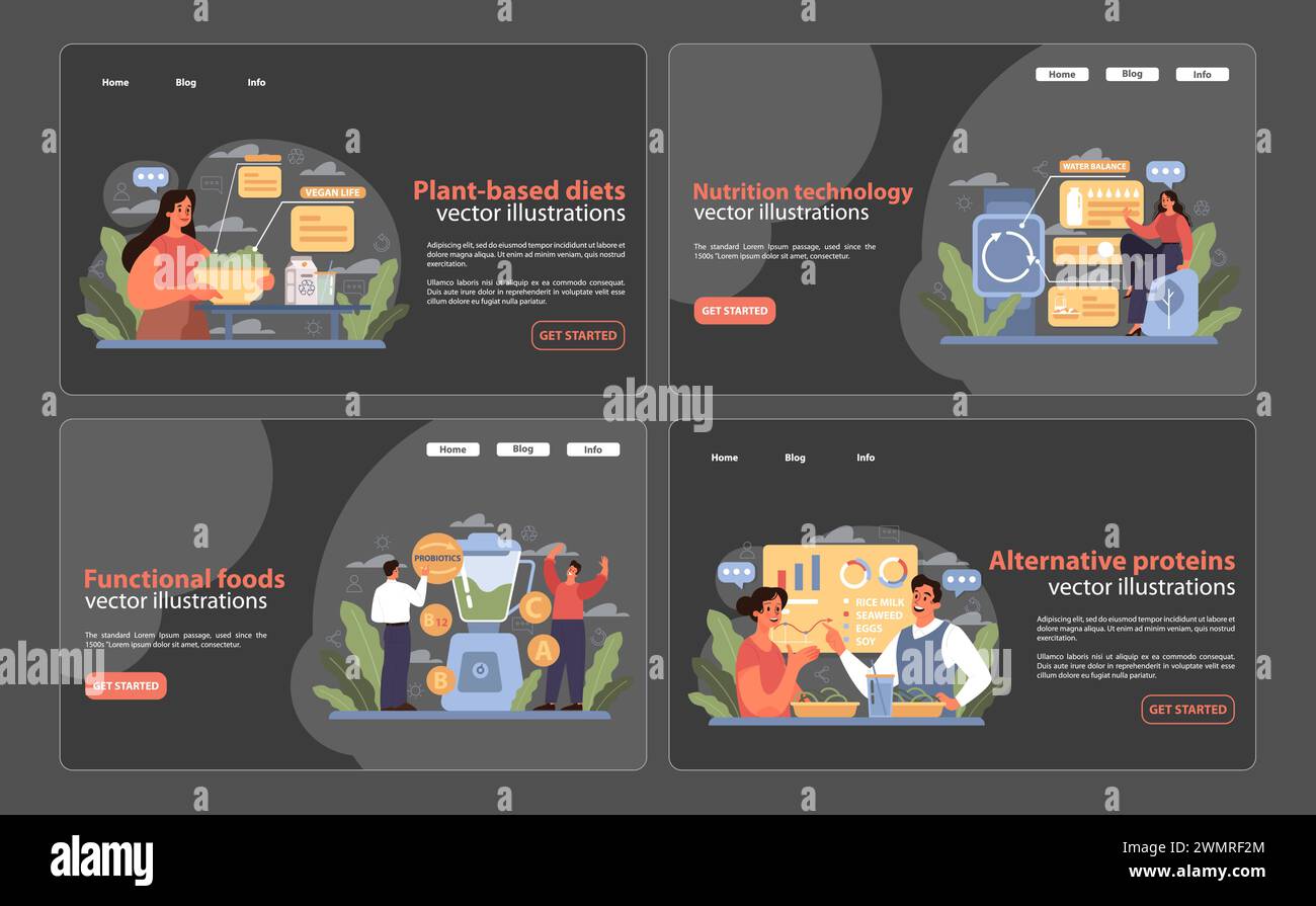 Dietary Trends Website Banners. Visually appealing vector illustrations ...