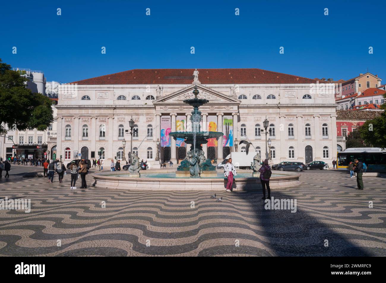 Teatro Nacional Dona Maria II, national theatre of Portugal Stock Photo ...