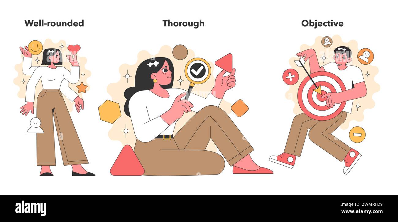 Captivating vector illustrations celebrate being well-rounded, thorough ...
