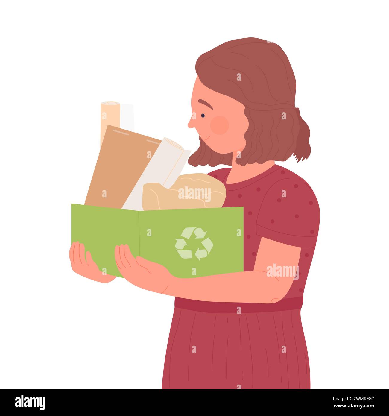 Little girl sorting paper garbage. Zero waste kids, trash management ...