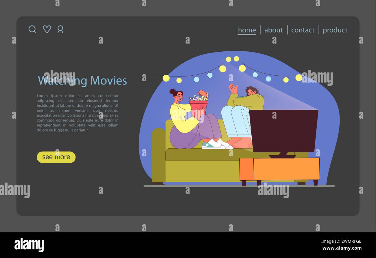 Watching Movies concept. Friends sharing a cozy movie night at home ...