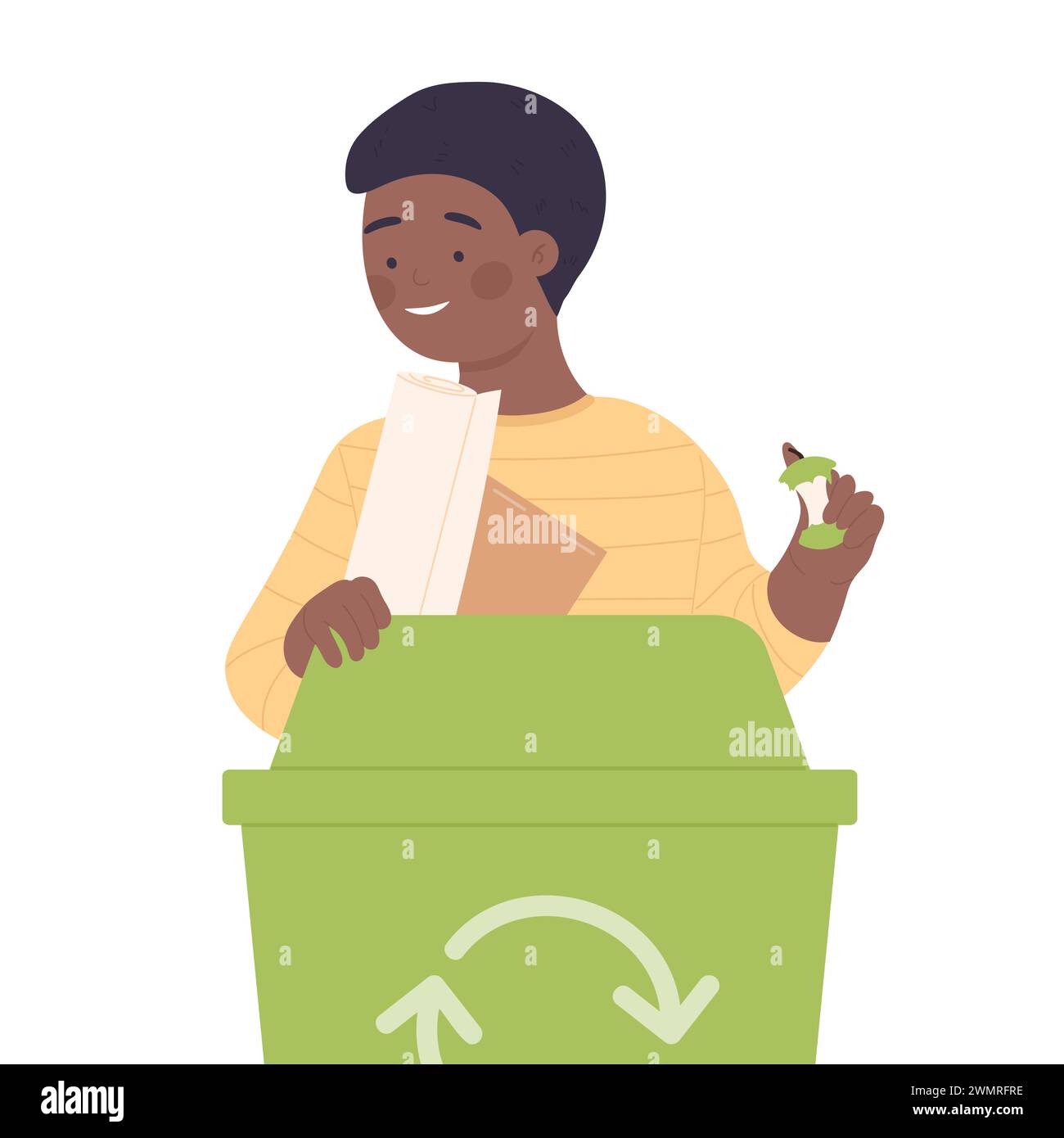 Little kid with organic garbage box. Zero waste kids, recycling rubbish ...