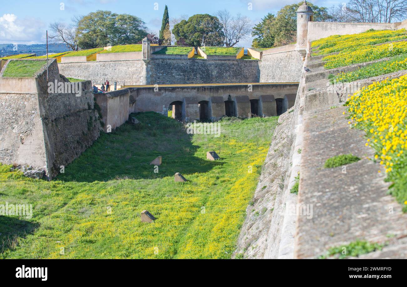 Moat forts of Elvas downtown, Portugal. Garrison Border Town of Elvas ...