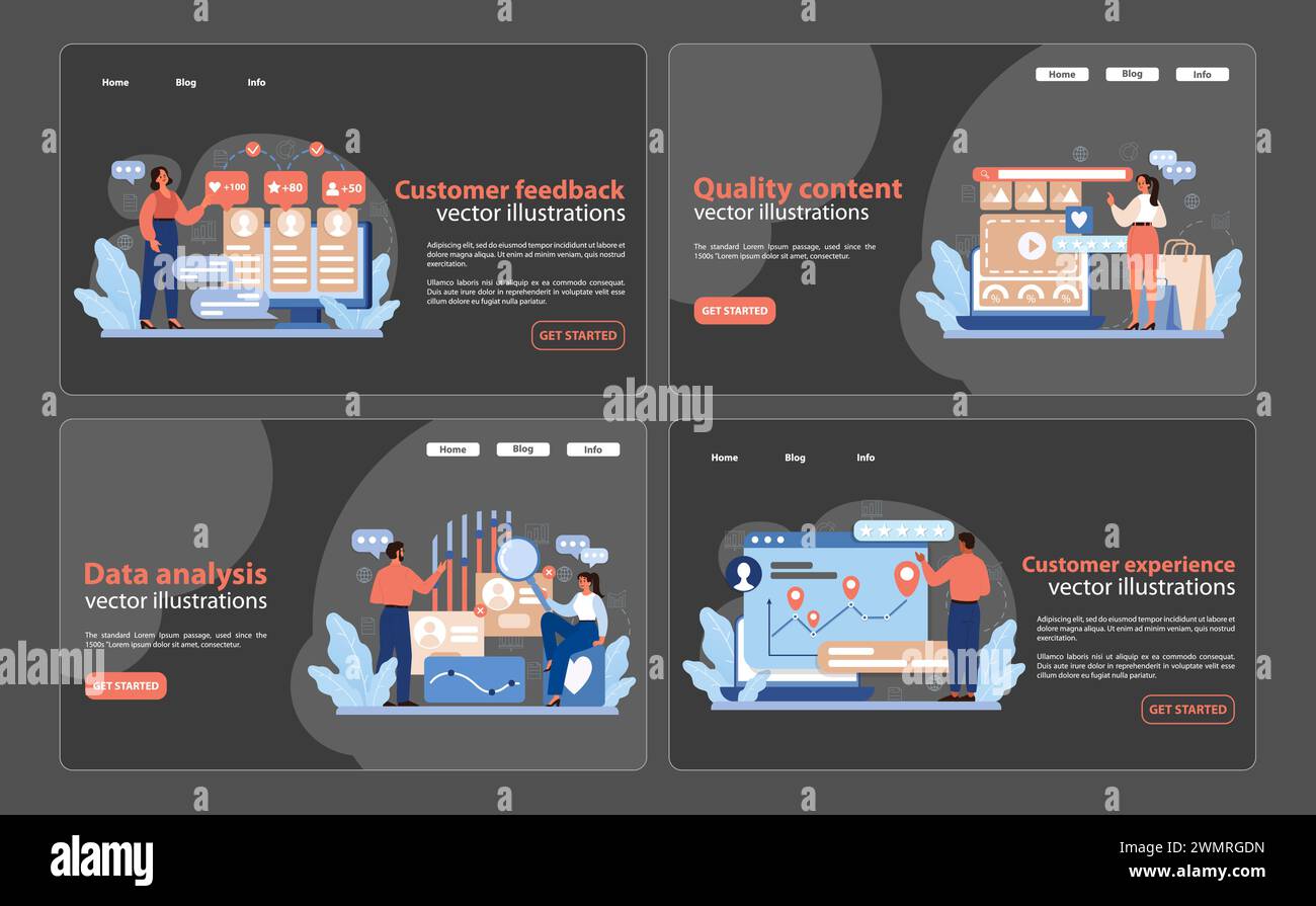Digital Marketing Consumer Engagement Set. Visuals illustrating ...