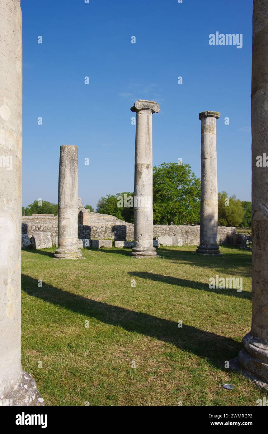 Archaeological site of Altilia: remains of columns indicating where the ...
