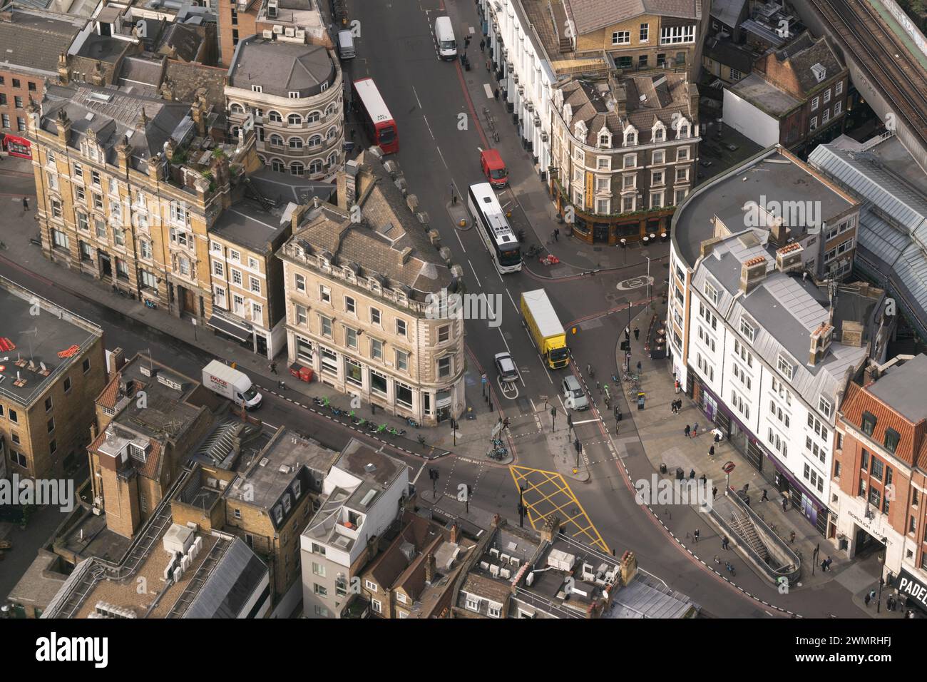 aerial view of a busy intersection in London, showcasing historic ...