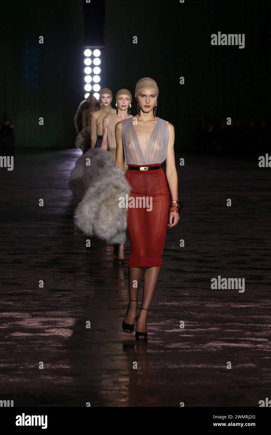 EDS NOTE: NUDITY - Models wear creations as part of the Saint Laurent ...