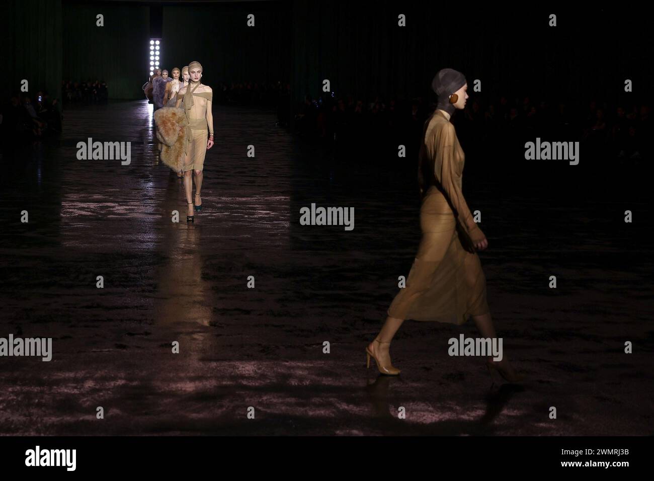 EDS NOTE: NUDITY - Models wear creations as part of the Saint Laurent ...