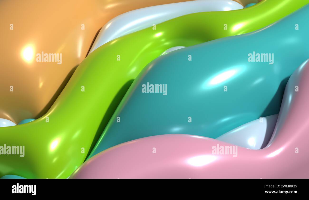 Abstract background with various inflated figures, 3D rendering illustration Stock Photo - Alamy