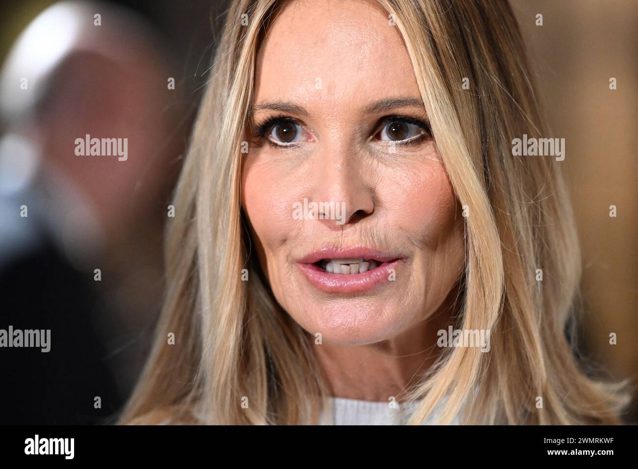 Munich, Germany. 27th Feb, 2024. Elle Macpherson, model and actress, stands on the white carpet ...