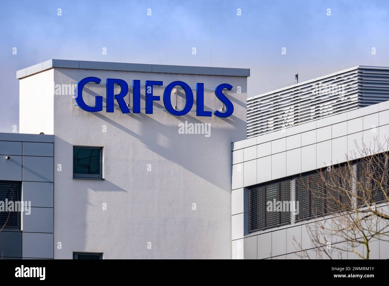 Advertising logo Grifols leading global healthcare company develops ...