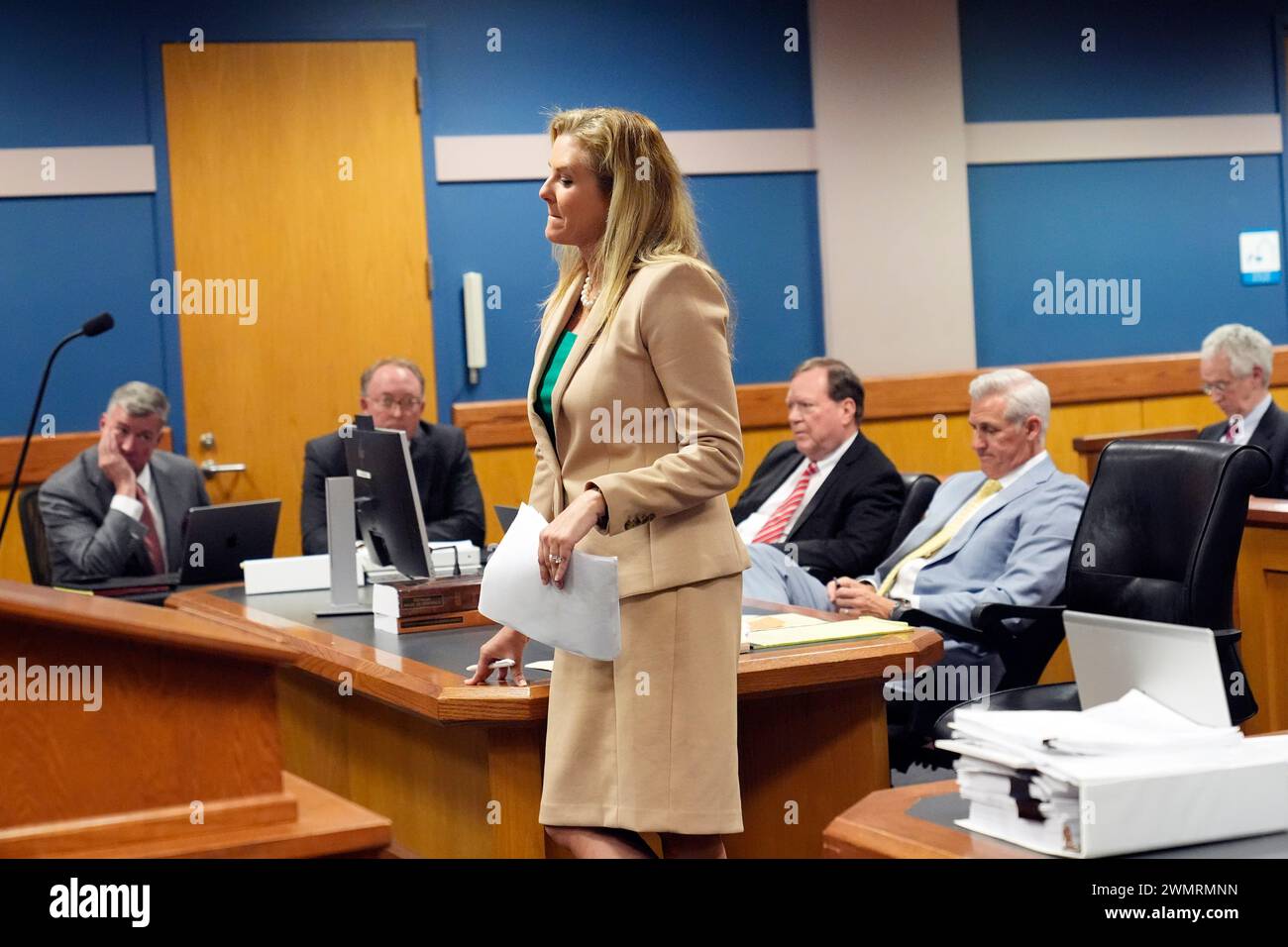 Attorney Ashleigh Merchant reacts during a hearing in court Tuesday ...