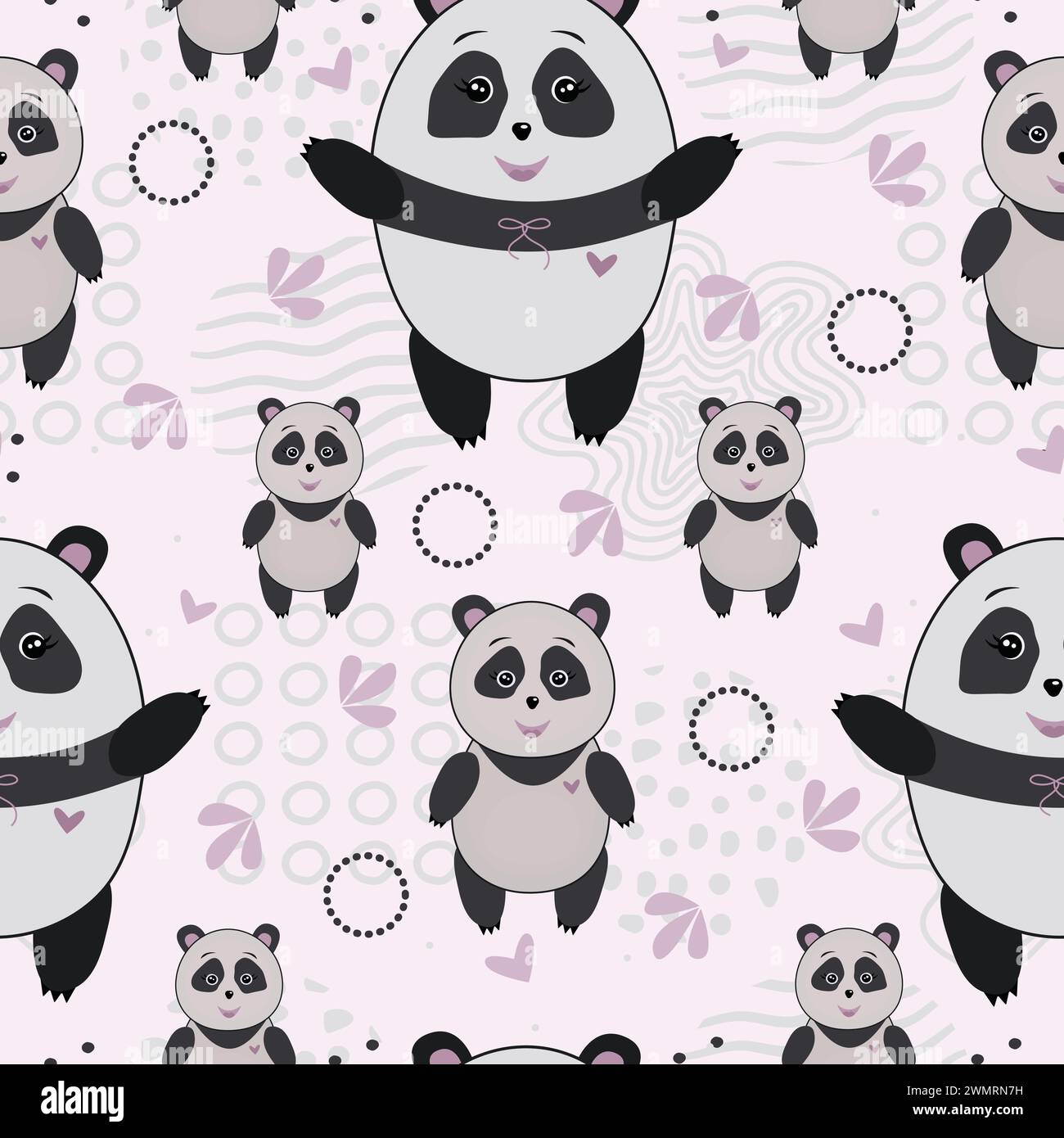 Color seamless pattern with pandas, print in scandinavian style Stock ...