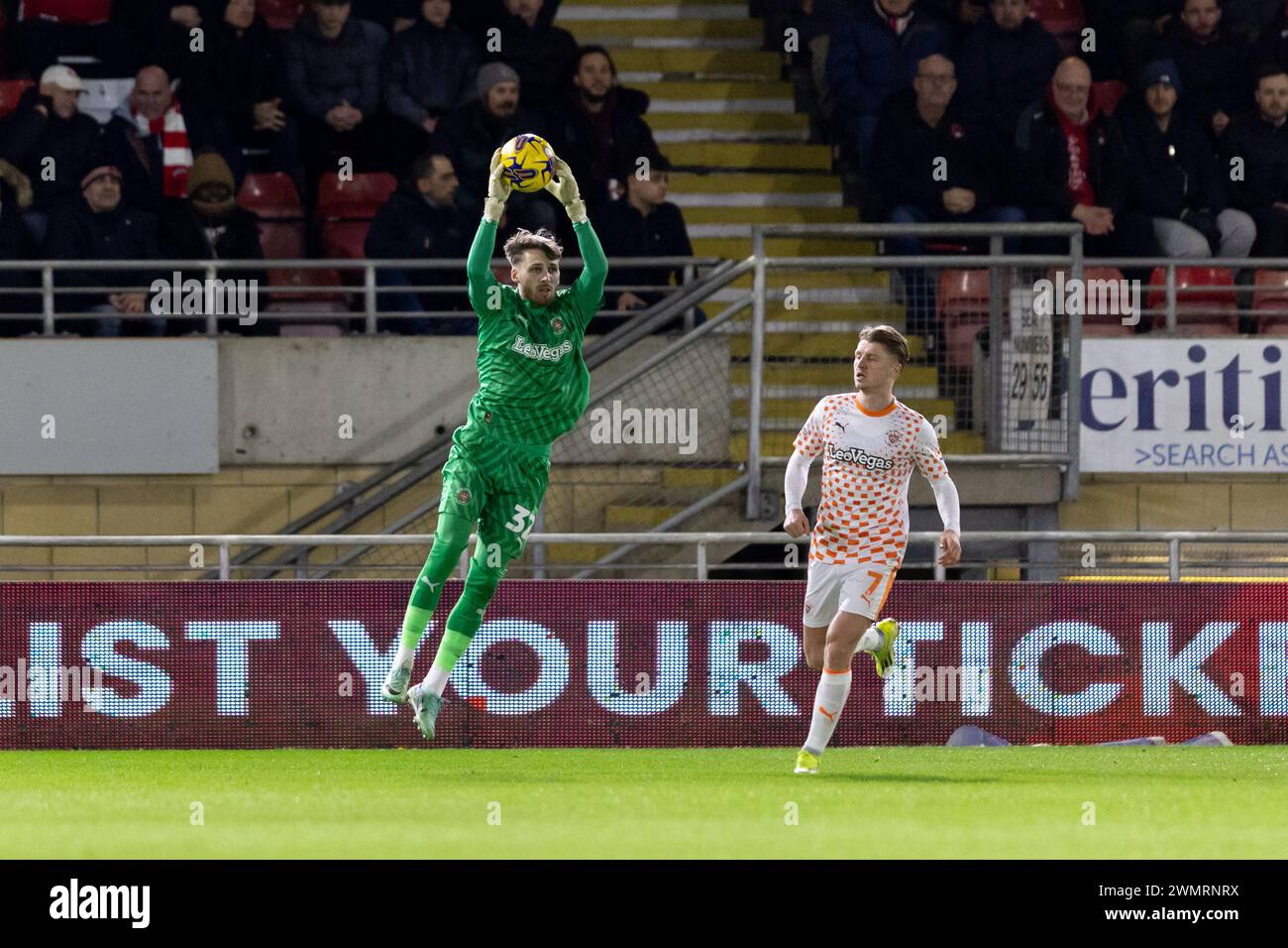 Daniel Grimshaw of Blackpool in action during the Sky Bet League 1 ...