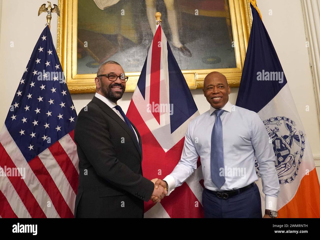 Home Secretary James Cleverly (left) meeting Mayor of New York City ...