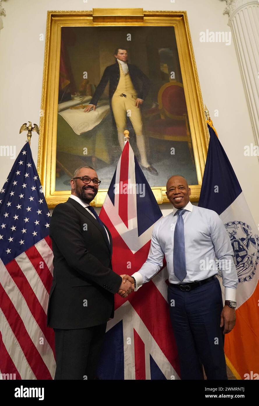 Home Secretary James Cleverly (left) meeting Mayor of New York City ...