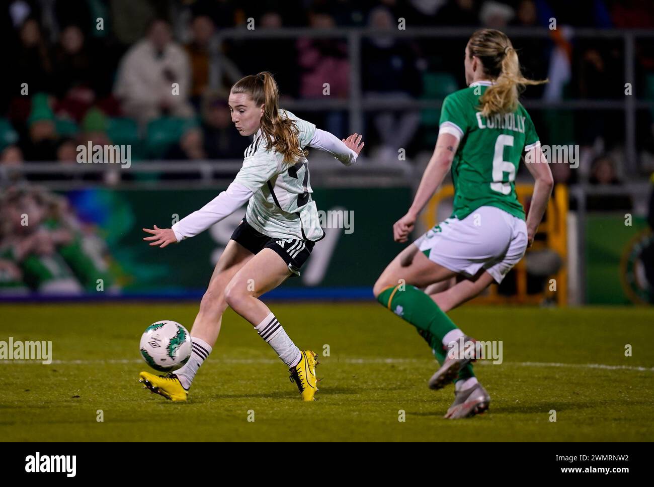 Wales' Carrie Jones shoots during the Women's International Friendly ...