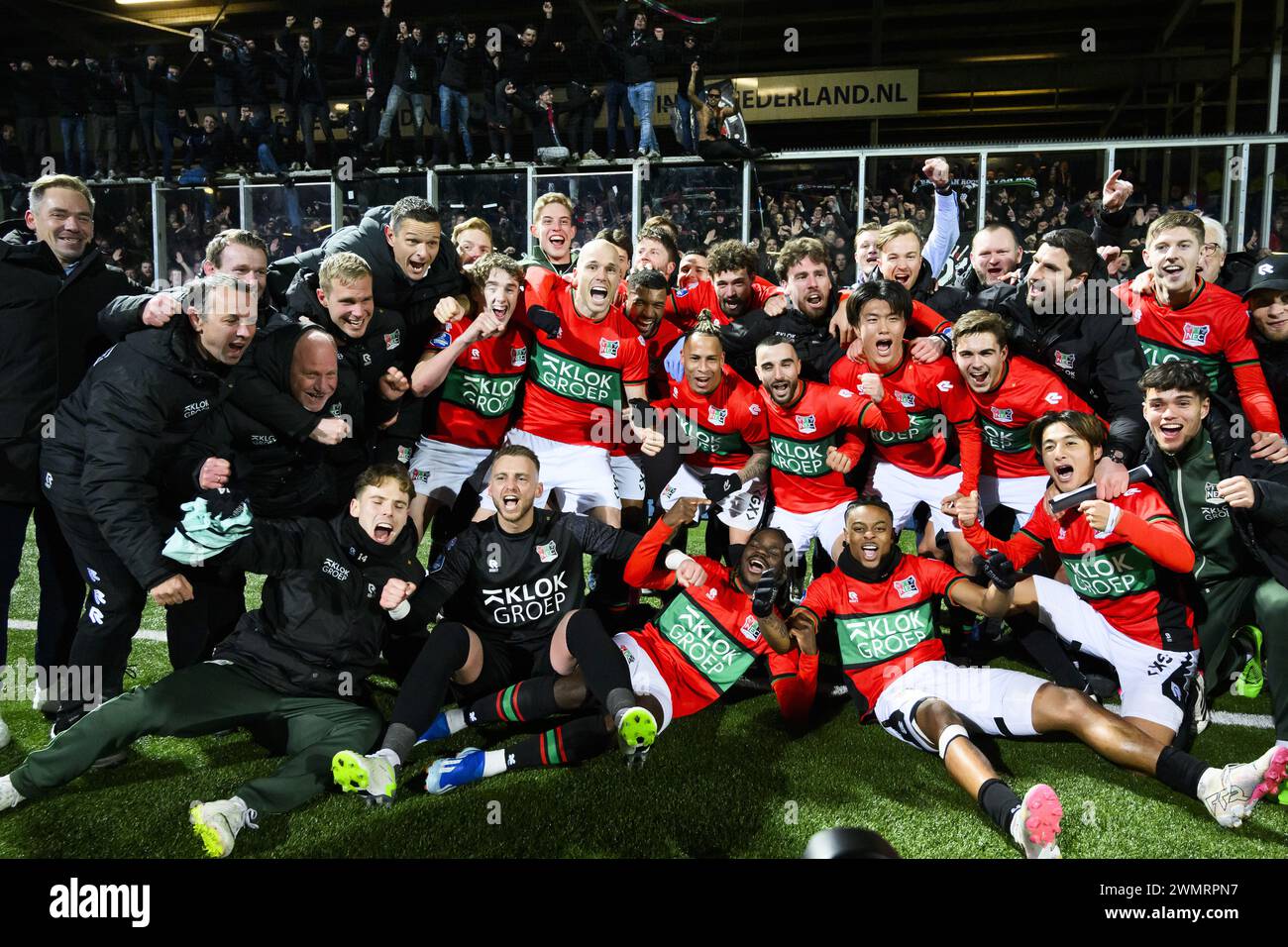 LEEUWARDEN - NEC players and supporters celebrate reaching the KNVB Cup ...