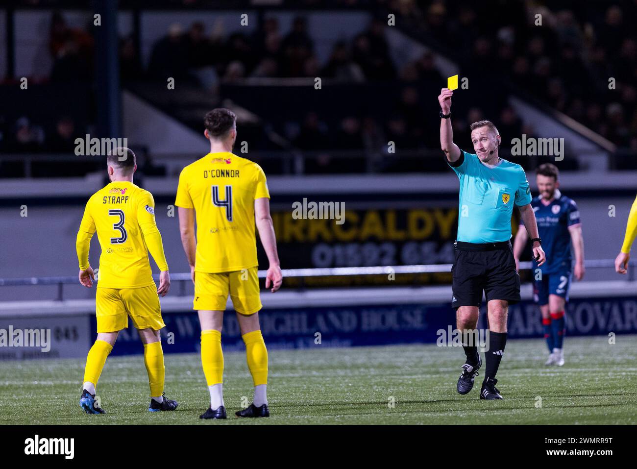 Kirkcaldy, Scotland. 27 February 2024. Steven Kirkland shows Darragh O ...