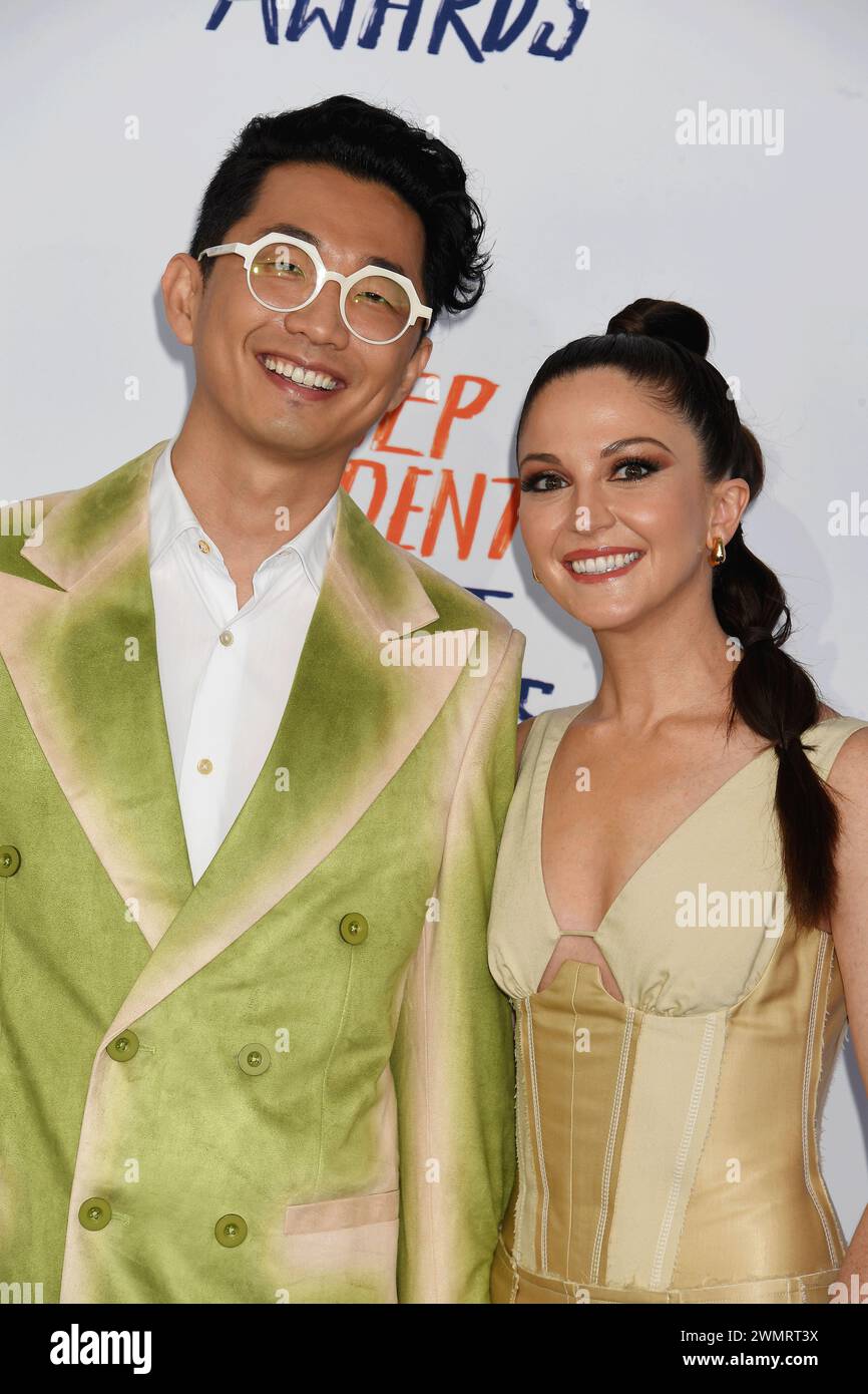 SANTA MONICA, CALIFORNIA - FEBRUARY 25: (L-R) Lee Sung Jin and Caitlin Solone Lee attend the ...