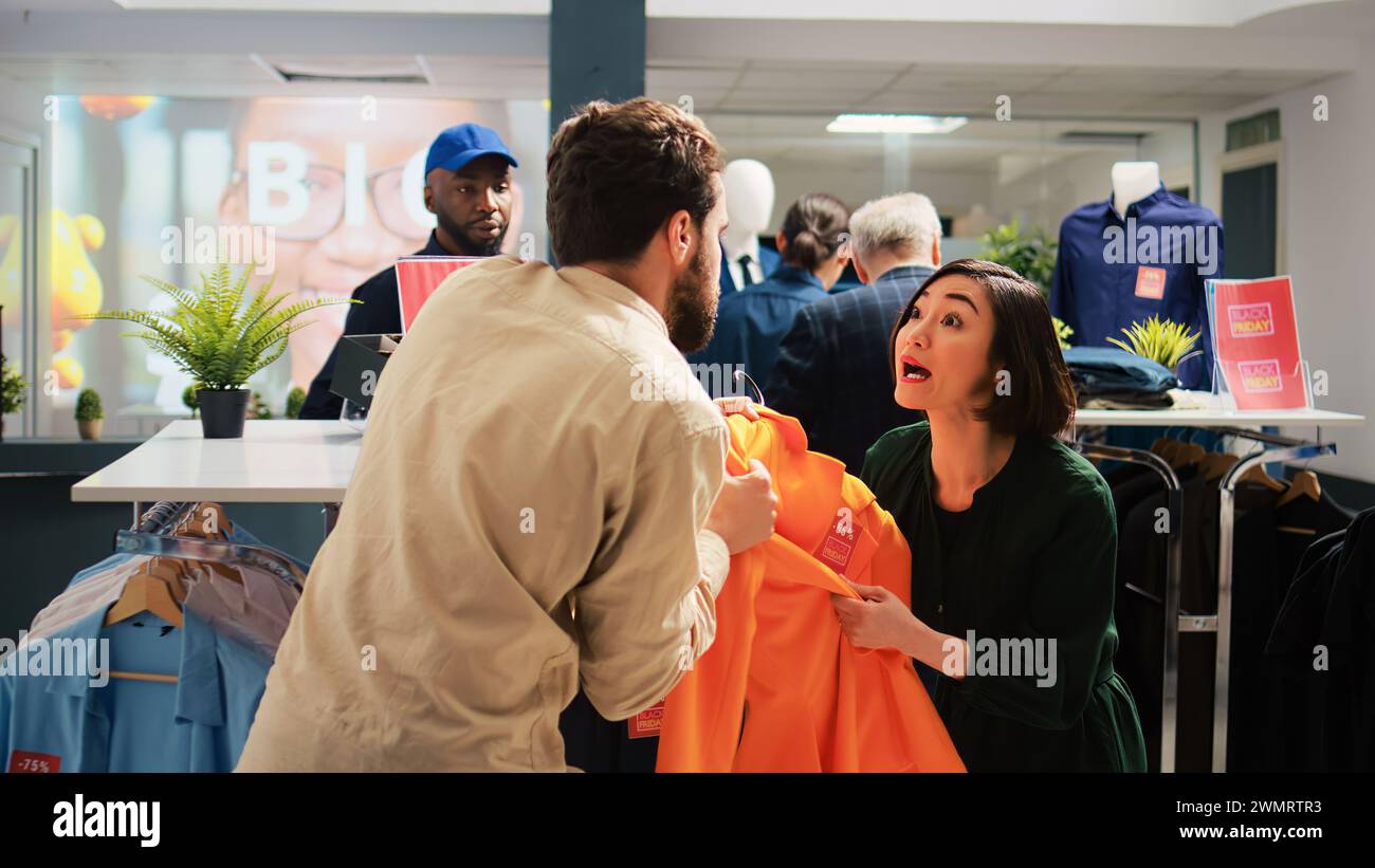Frustrated customers fighting in store hi-res stock photography and ...